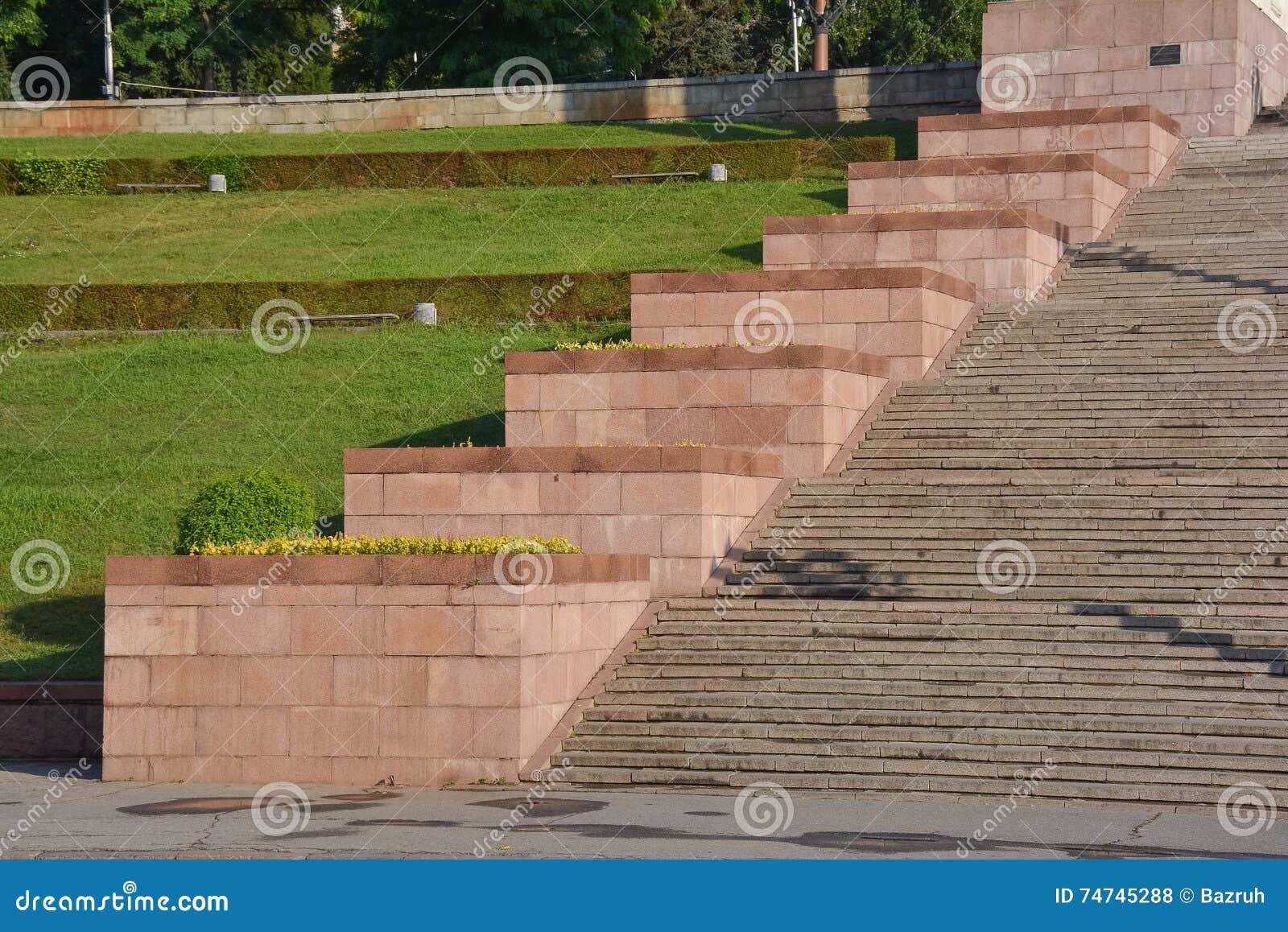 Stairs stock photo. Image of embankment, grass, granite - 74745288