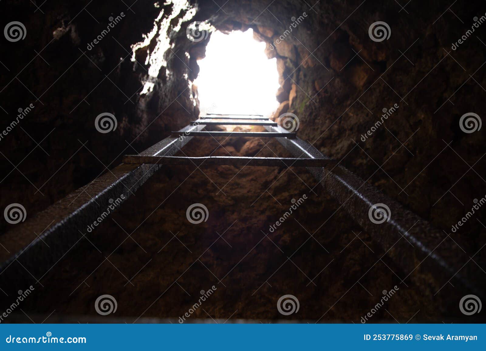 Stairs through the pit stock image. Image of discovery - 253775869