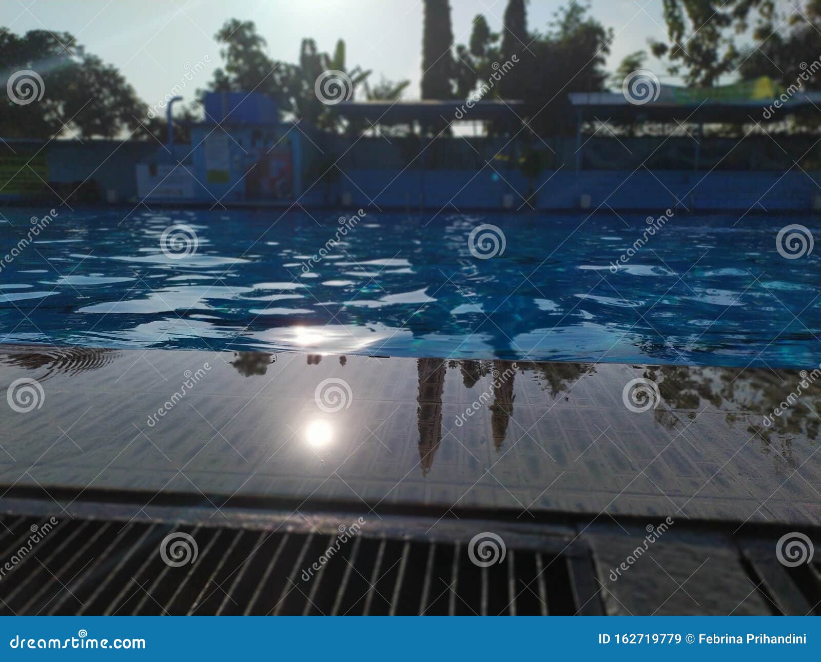 Stairs in the Pool with Sun Exposure Stock Image - Image of pool, light ...