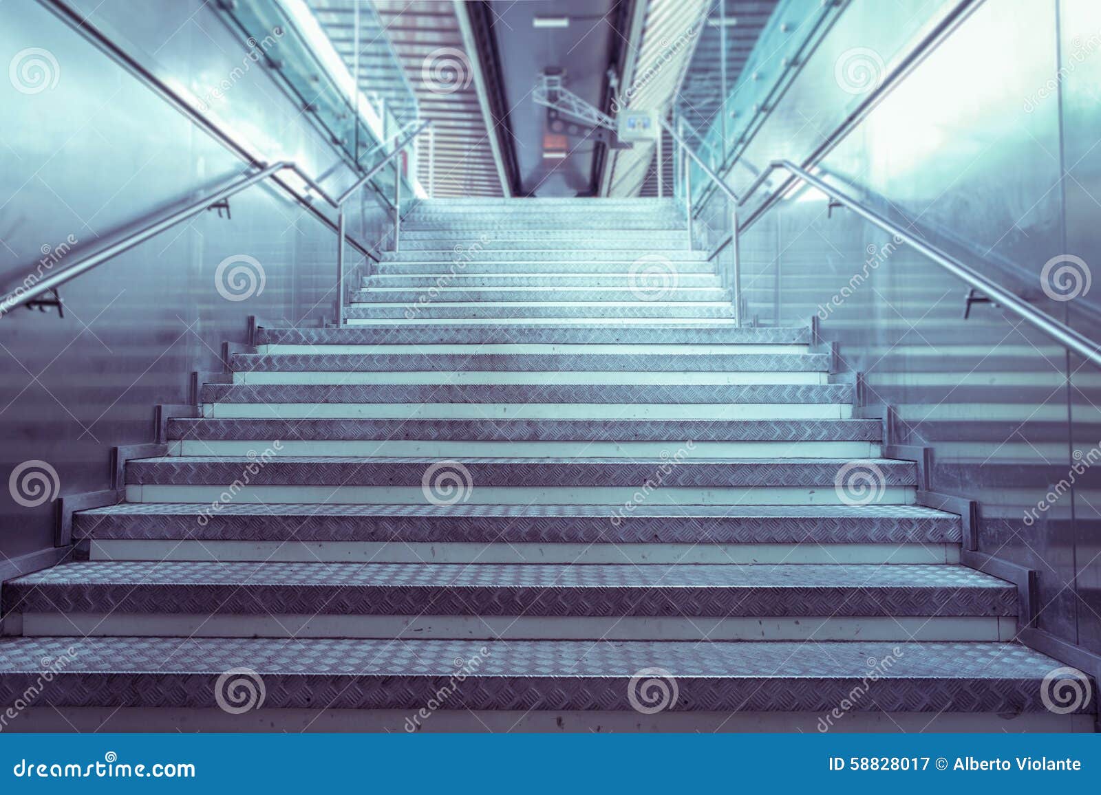 Stairs in a public passage stock image. Image of blue - 58828017
