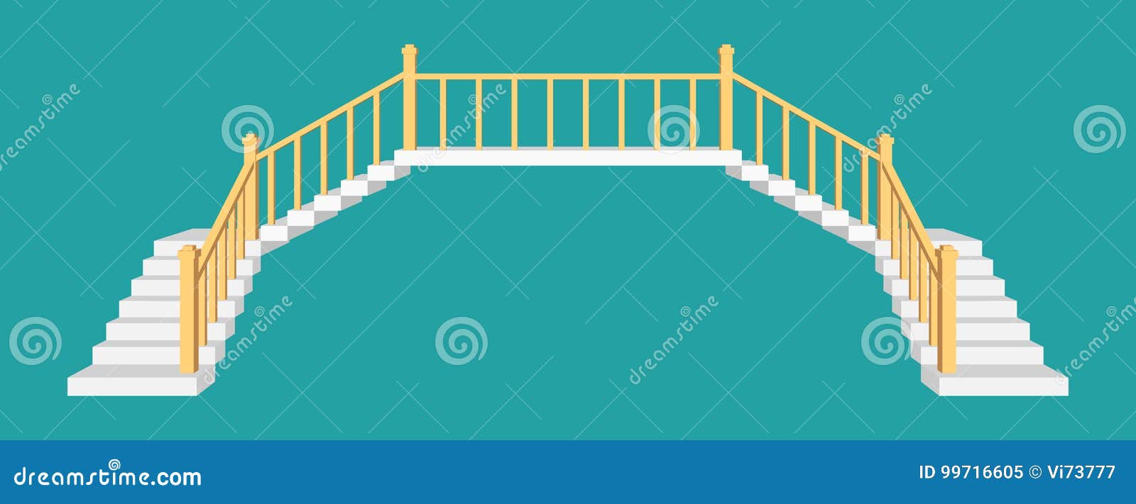 Stairs with a Rail. Front View Vector Illustration. Stock Vector ...