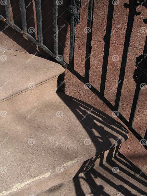 Stairs and Rail with Shadow Stock Photo - Image of railing, bannister ...
