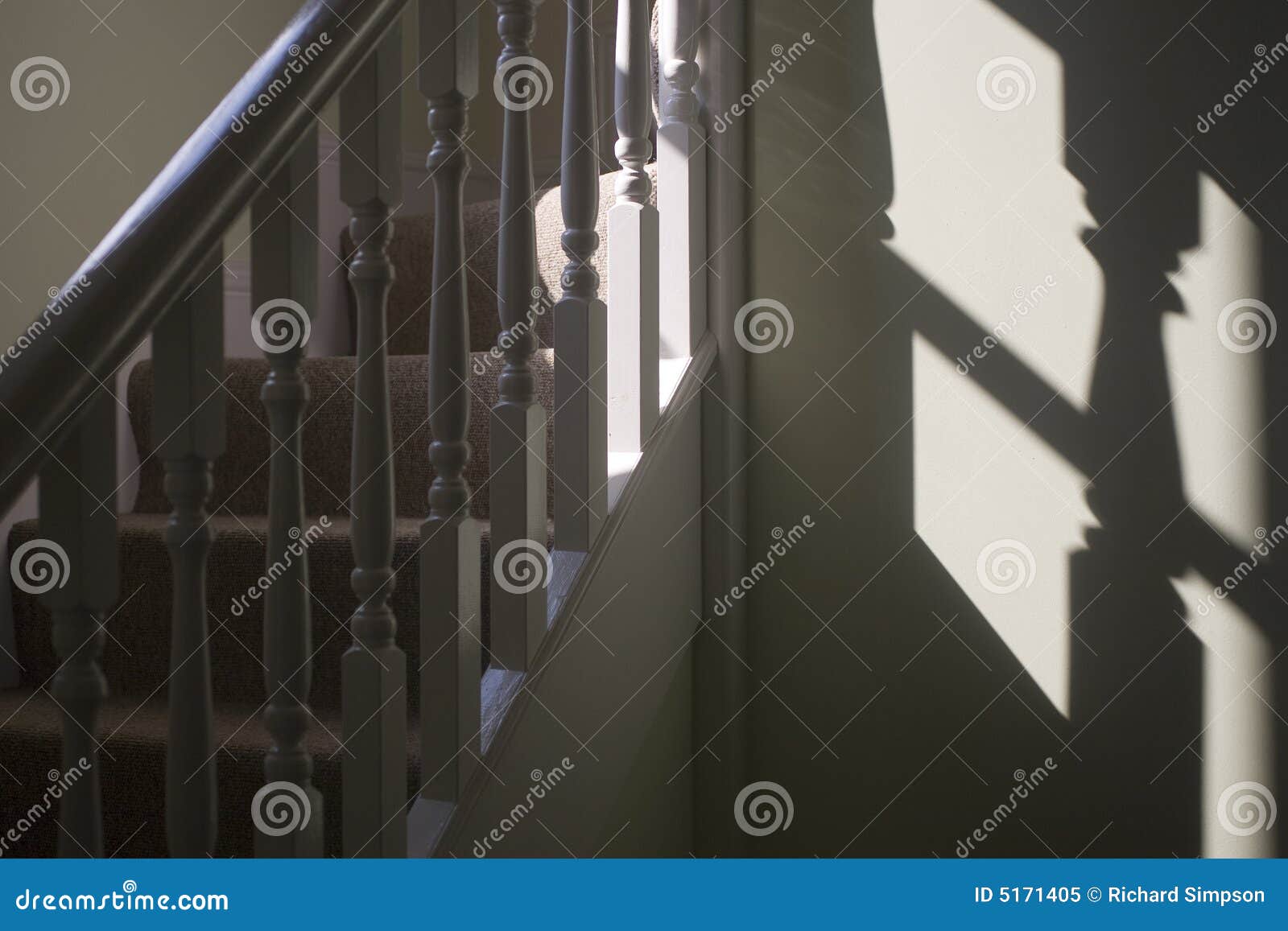 Stairs and Railing with Shadow Stock Image - Image of stairway, detail ...