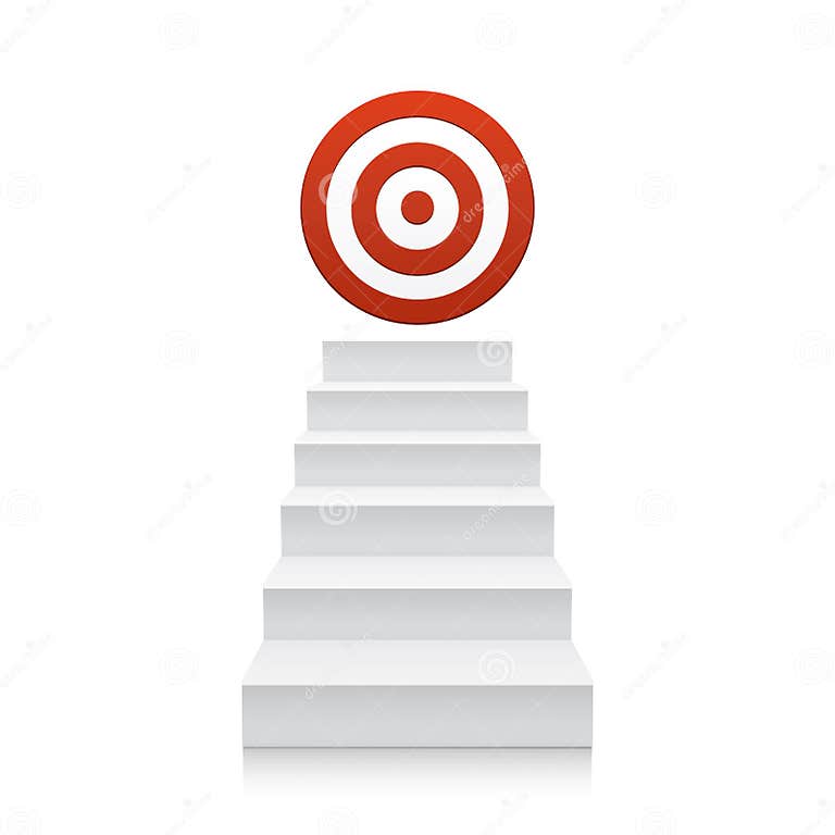 Stairs with Red Target Icon Isolated on White Stock Vector ...