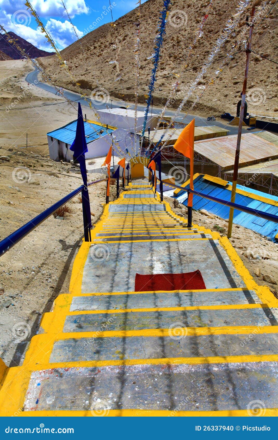 Stairs and road stock photo. Image of stairs, huts, sunny - 26337940