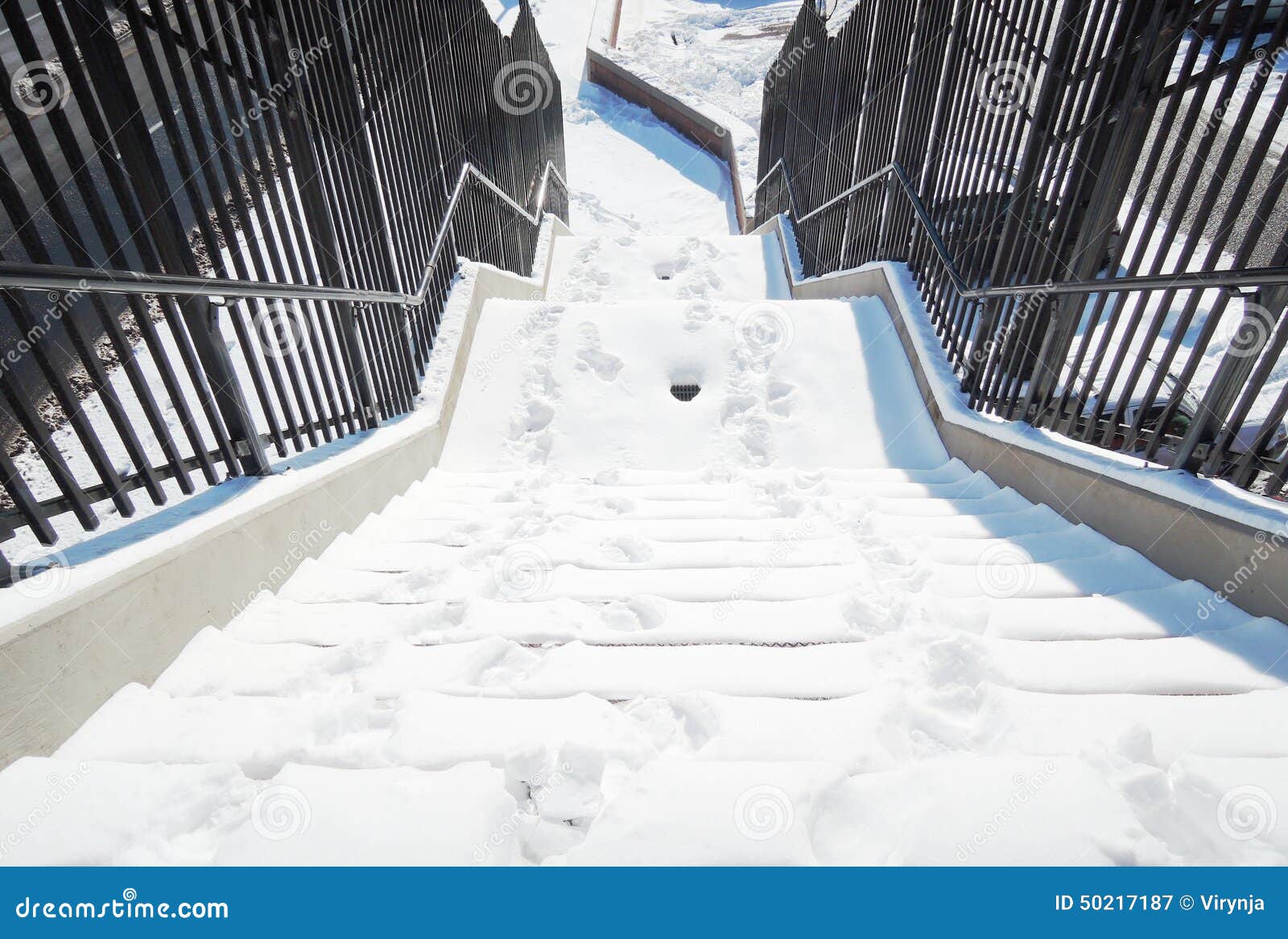 Stairs with snow stock image. Image of city, corner, outdoors - 50217187