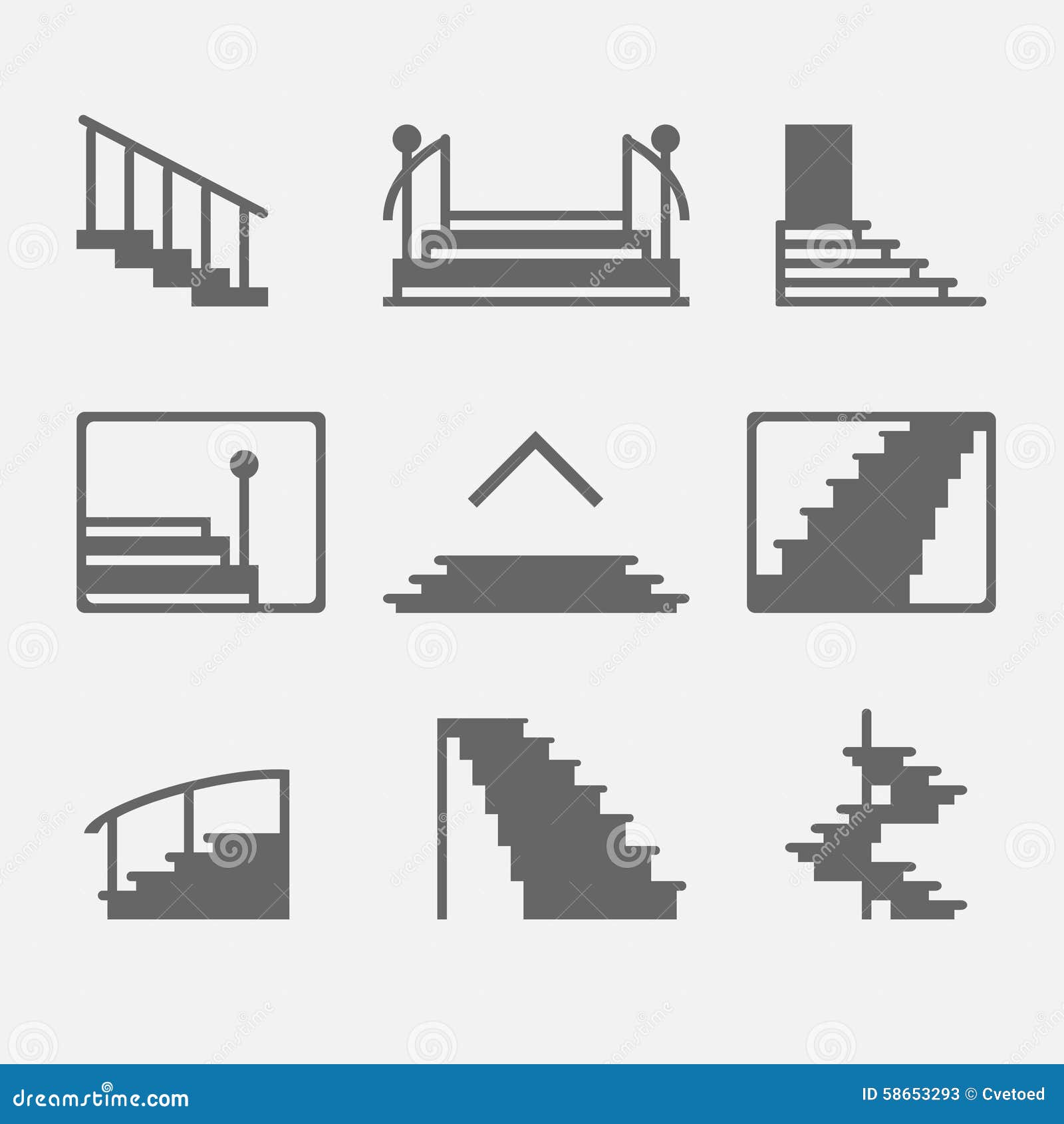Stairs or stairway icons stock vector. Illustration of staircase - 58653293