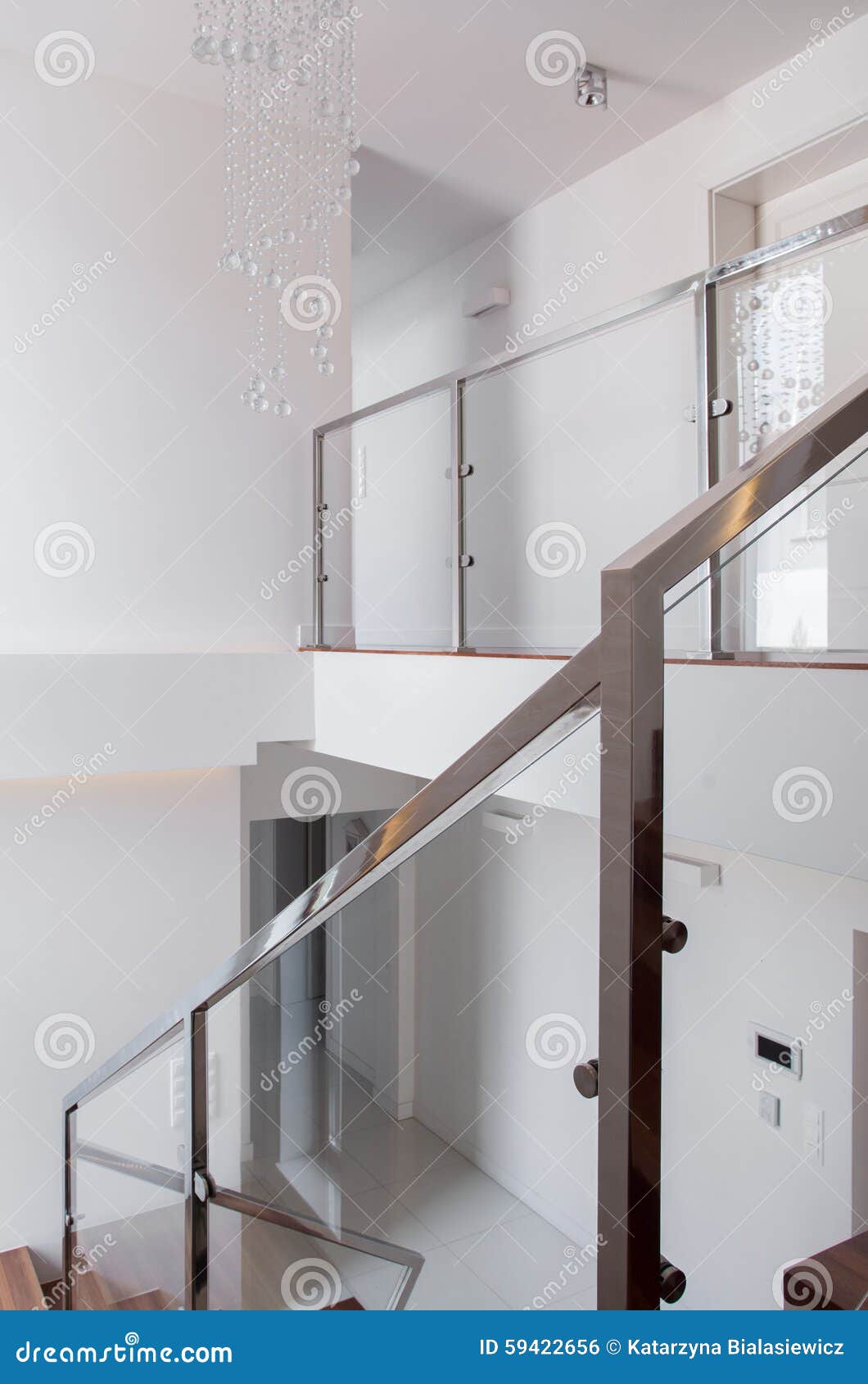 Steel Railing Roof Stairs. Metal Staircase To The Roof Of A Modern ...