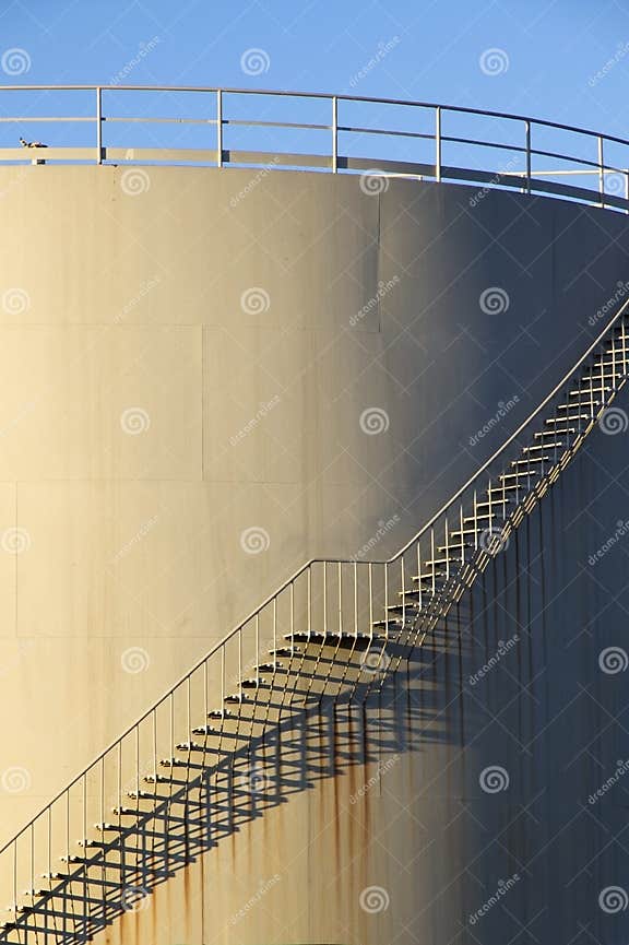 Stairs on storage tank stock image. Image of production - 18337813