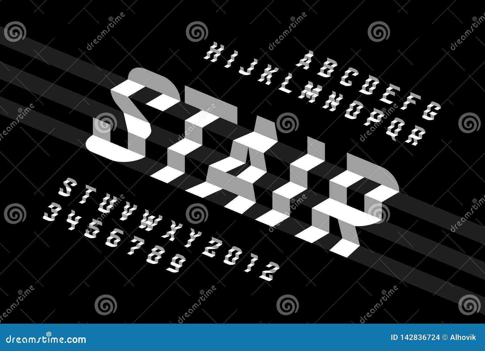 Stairs style font design stock vector. Illustration of minimalism ...