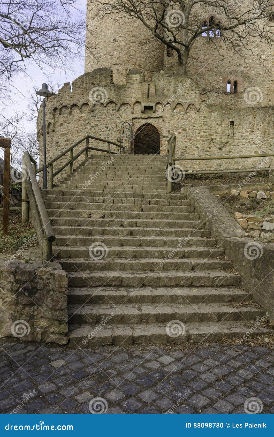 Stairs to a castle stock photo. Image of building, restored - 88098780
