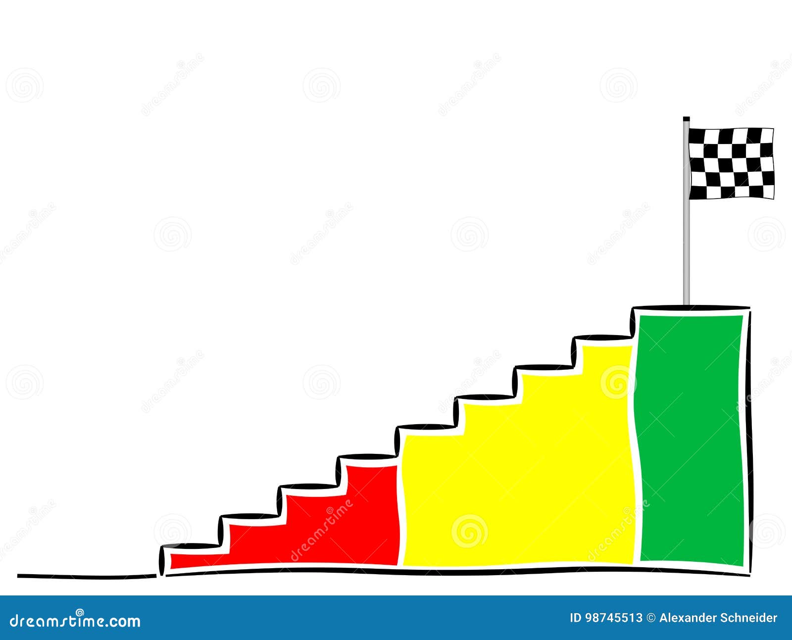 Stairs To the Finish, Colored with Checkered Flag Stock Illustration ...