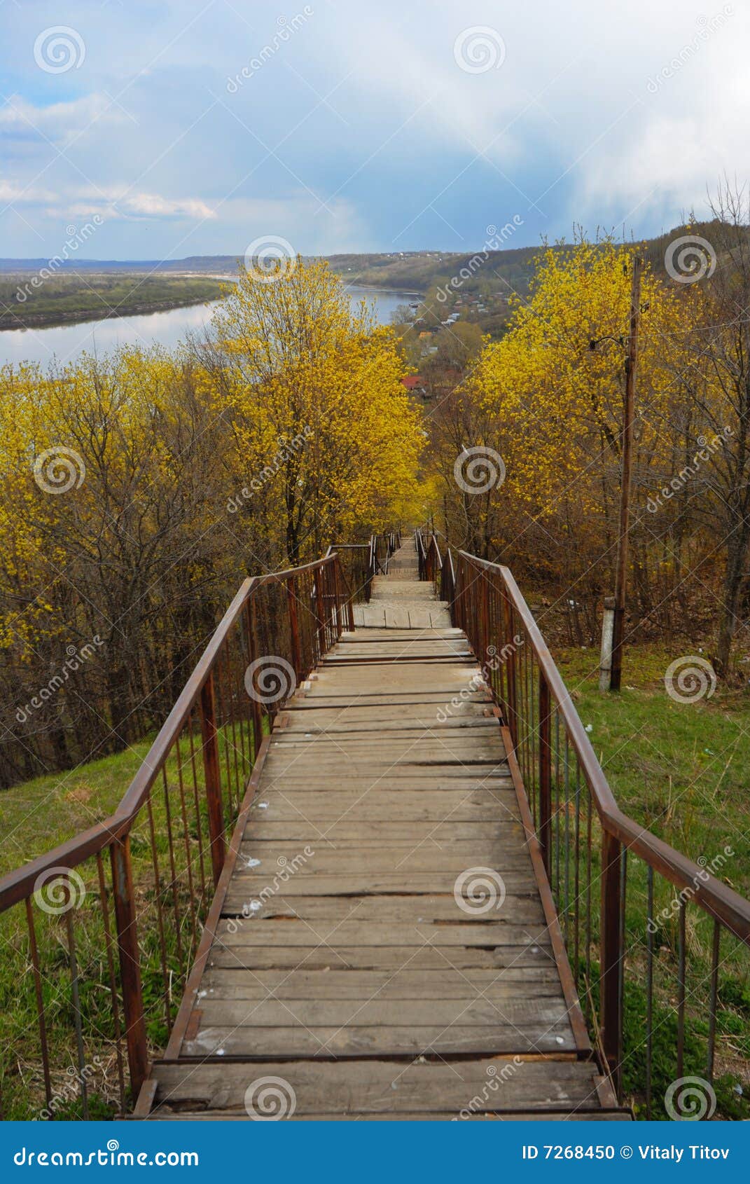 Stairs to a River stock photo. Image of straight, wooden - 7268450