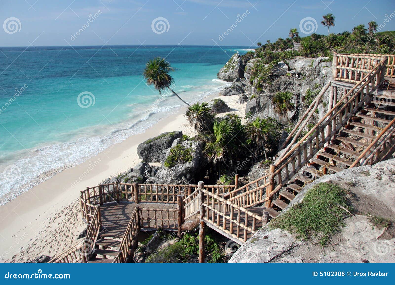 Stairs to sandy beach stock photo. Image of famous, high - 5102908