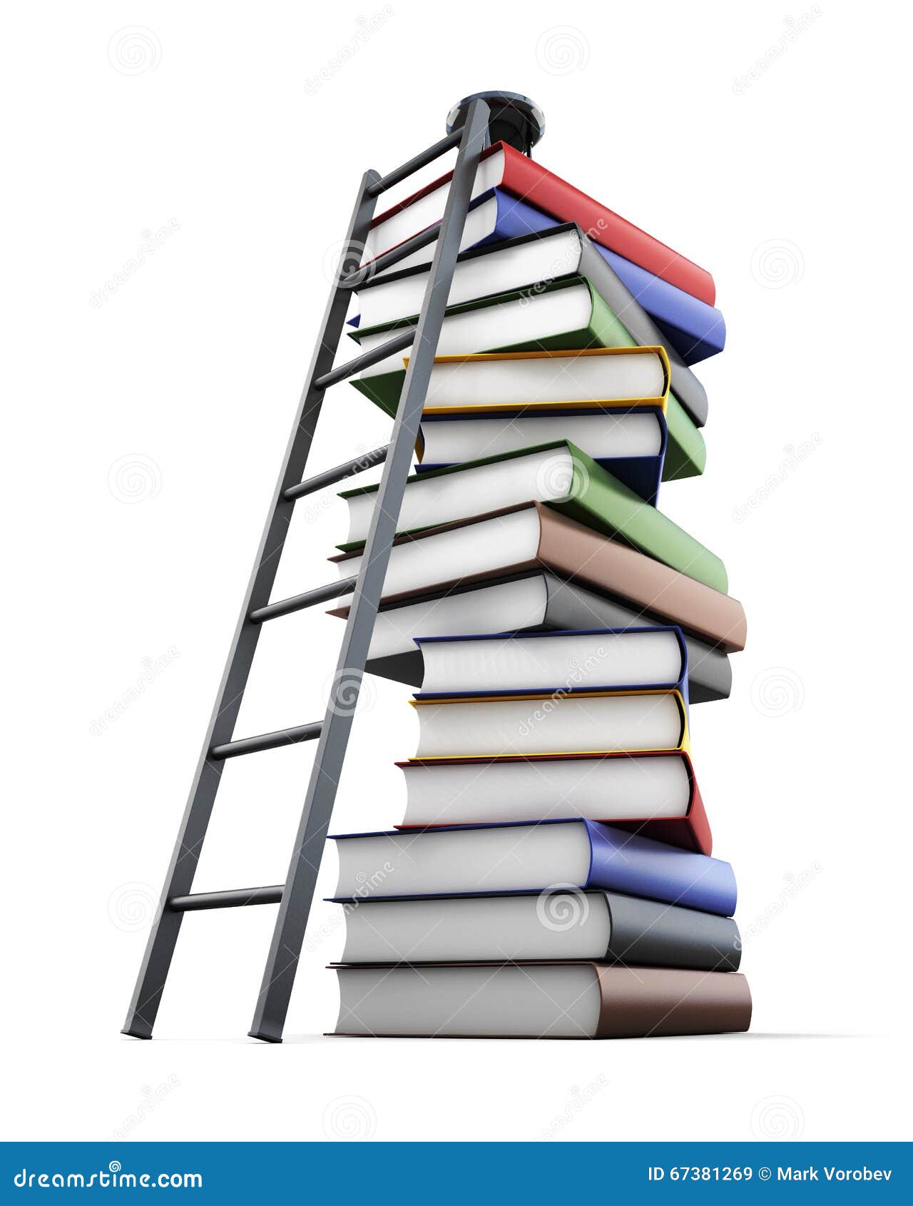 Stairs To the Stacks of Books on White Background. 3d Rendering Stock ...