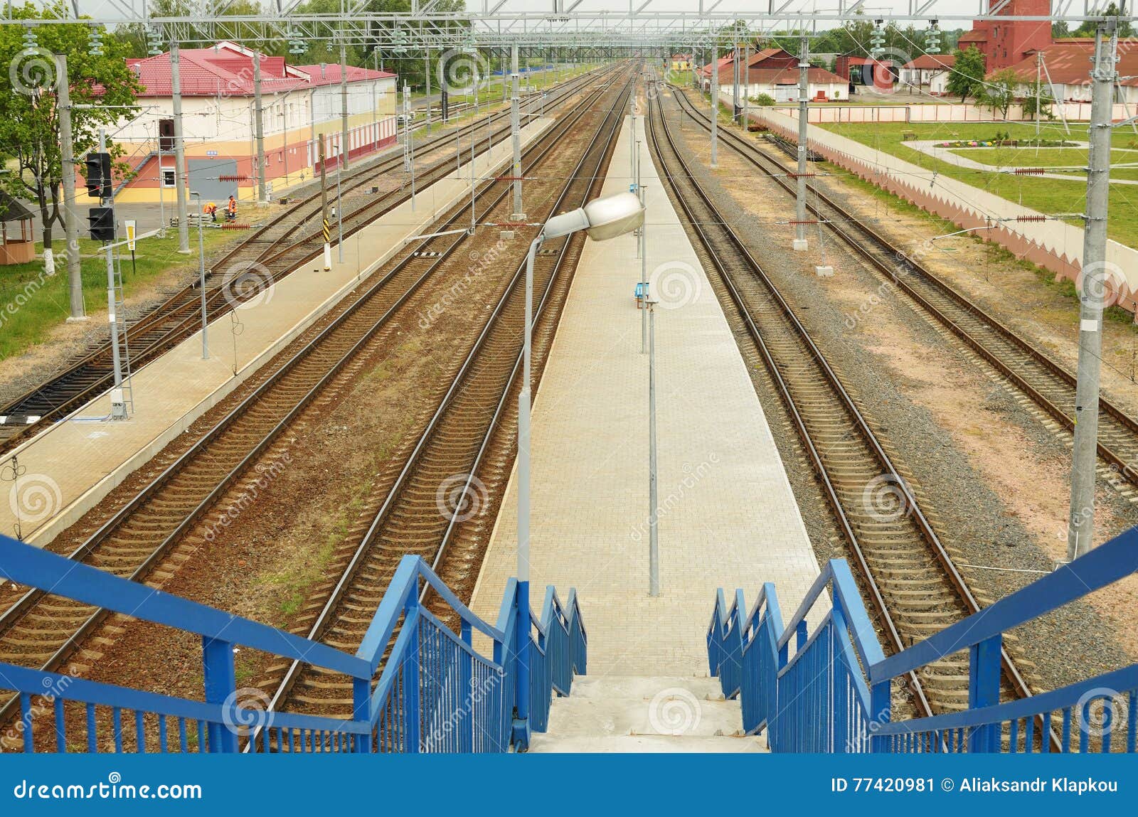 The Stairs To the Train Tracks. Stock Image - Image of town, landscape ...
