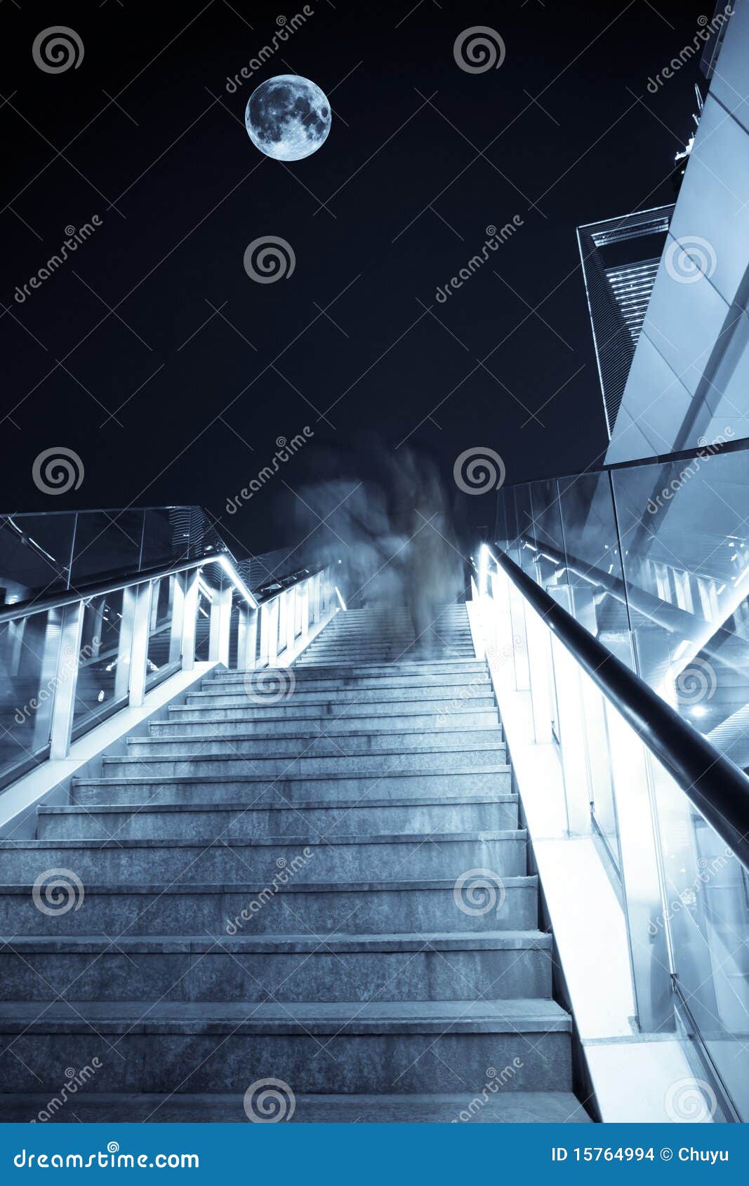 Stairs under the moon stock photo. Image of moving, rise - 15764994