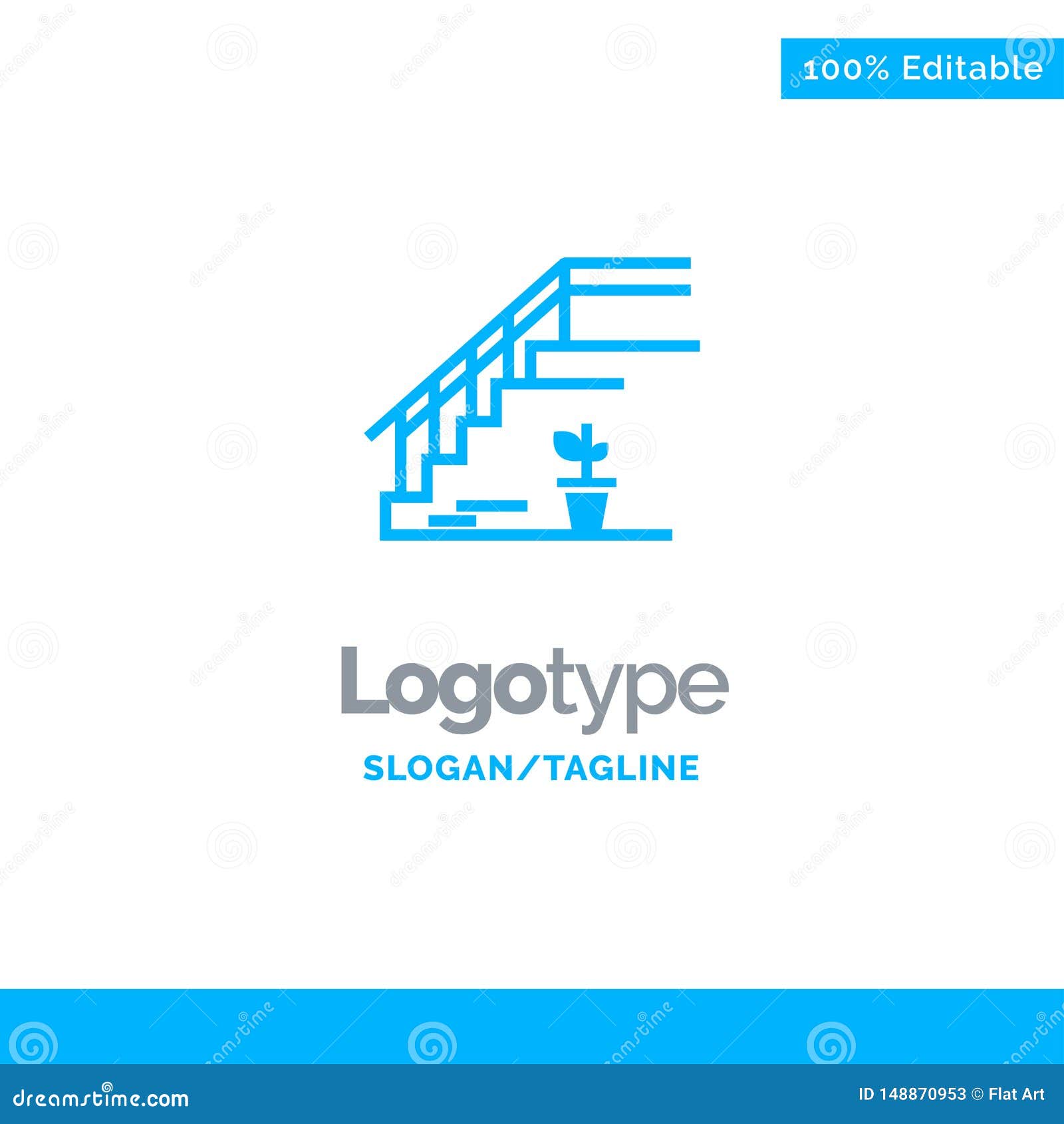 Stairs, Upstairs, Floor, Stage, Home Blue Solid Logo Template. Place ...