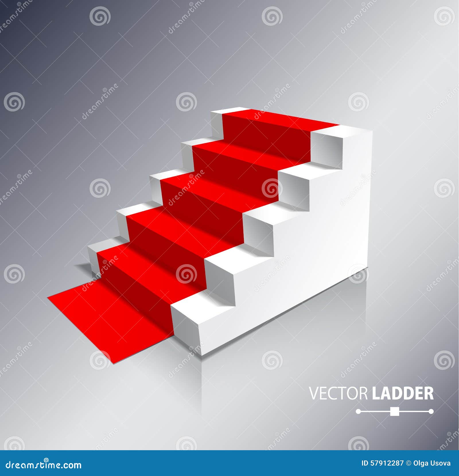 Stairs On White Background With Red Carpet. Steps. Cartoon Vector ...