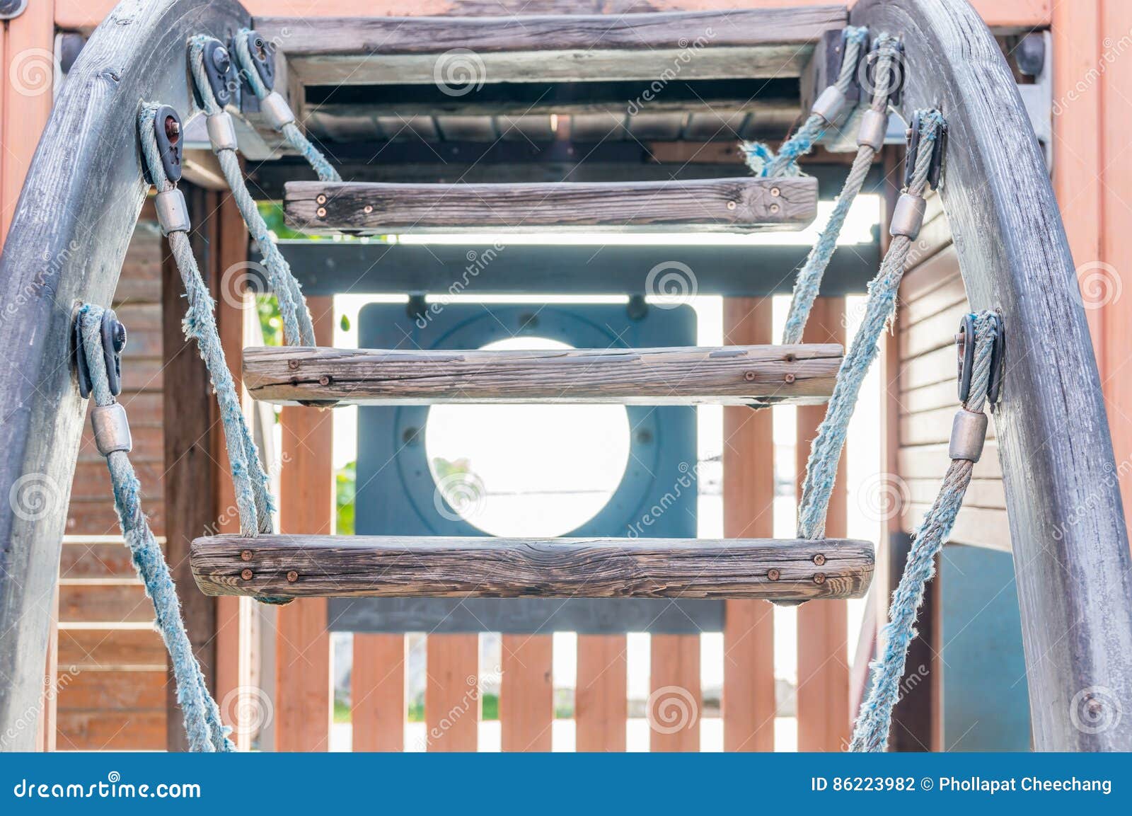 Stairs Wood on Playground for Chidren Stock Photo - Image of equipment ...