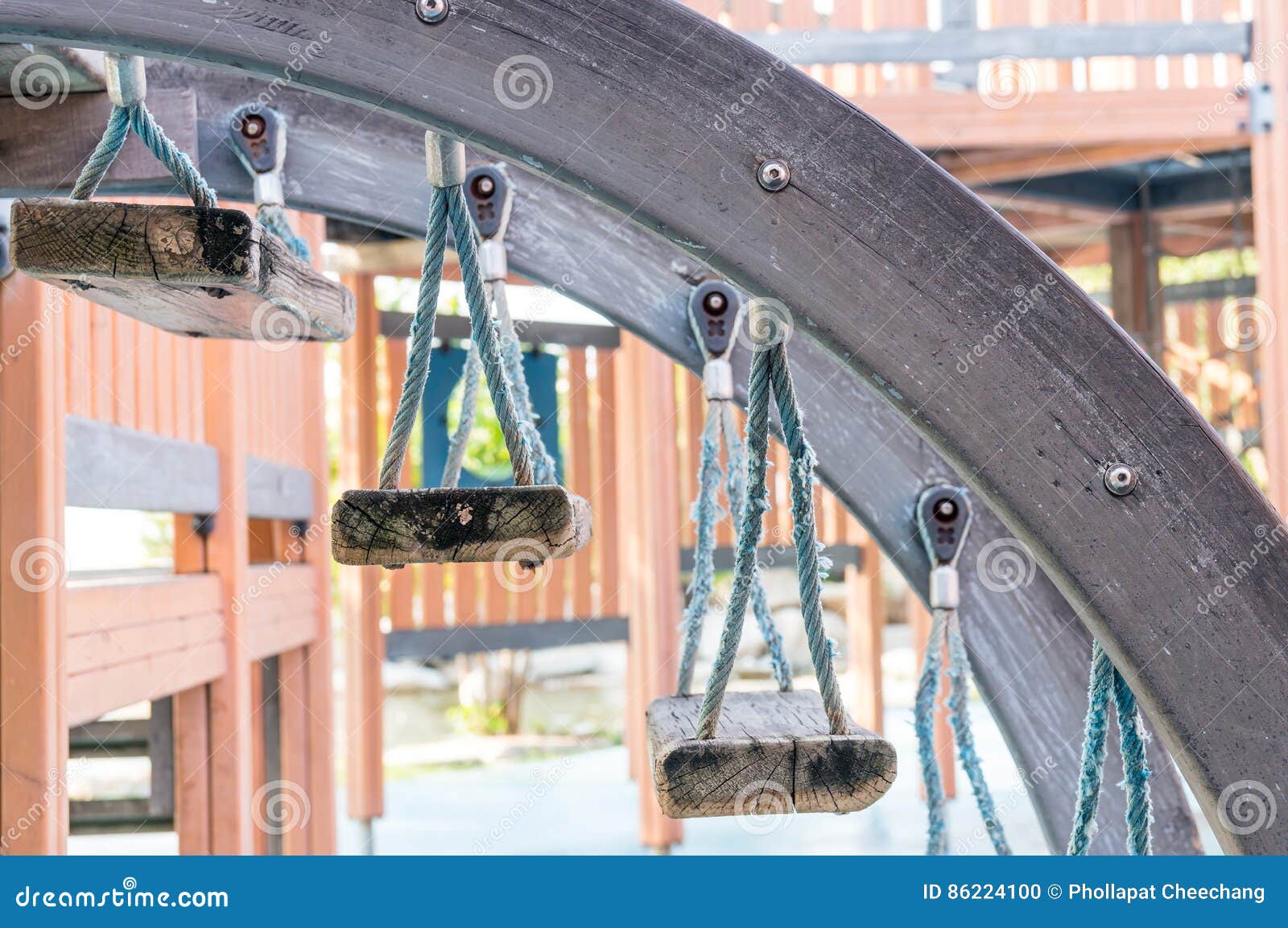 Stairs Wood on Playground for Chidren Stock Photo - Image of sport ...