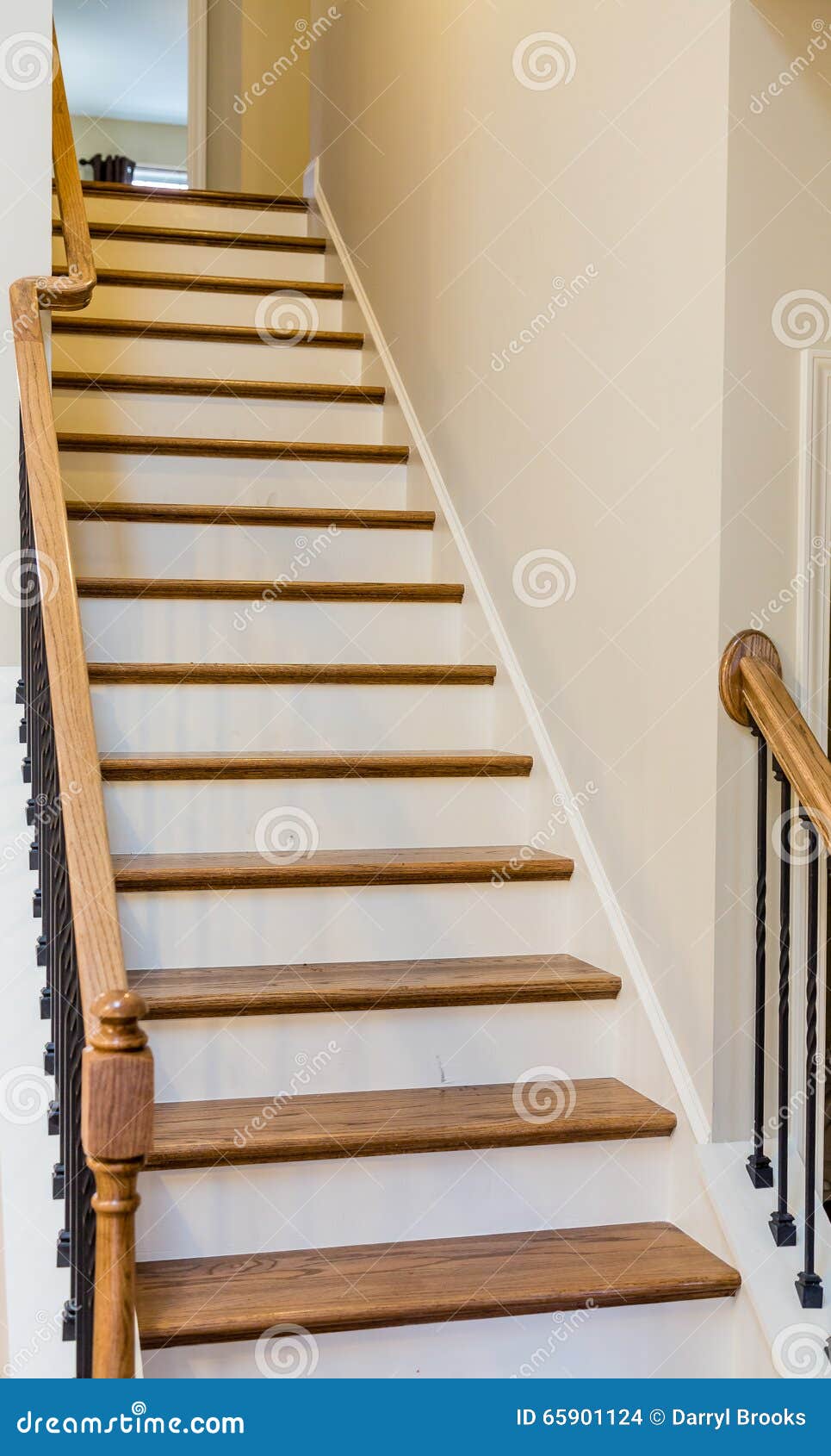 Stairs with Wood Treads and Painted Risers Stock Photo - Image of house ...