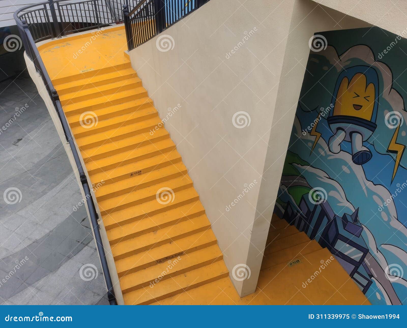 Stairs with yellow steps stock image. Image of hallway - 311339975