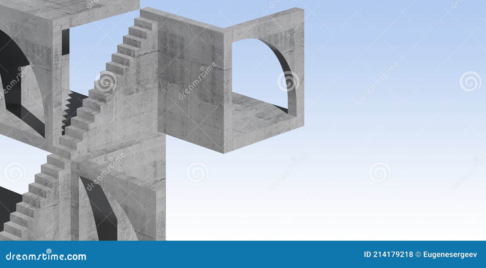 Stairway and Cube Blocks with Arches, Abstract 3 D Stock Illustration ...