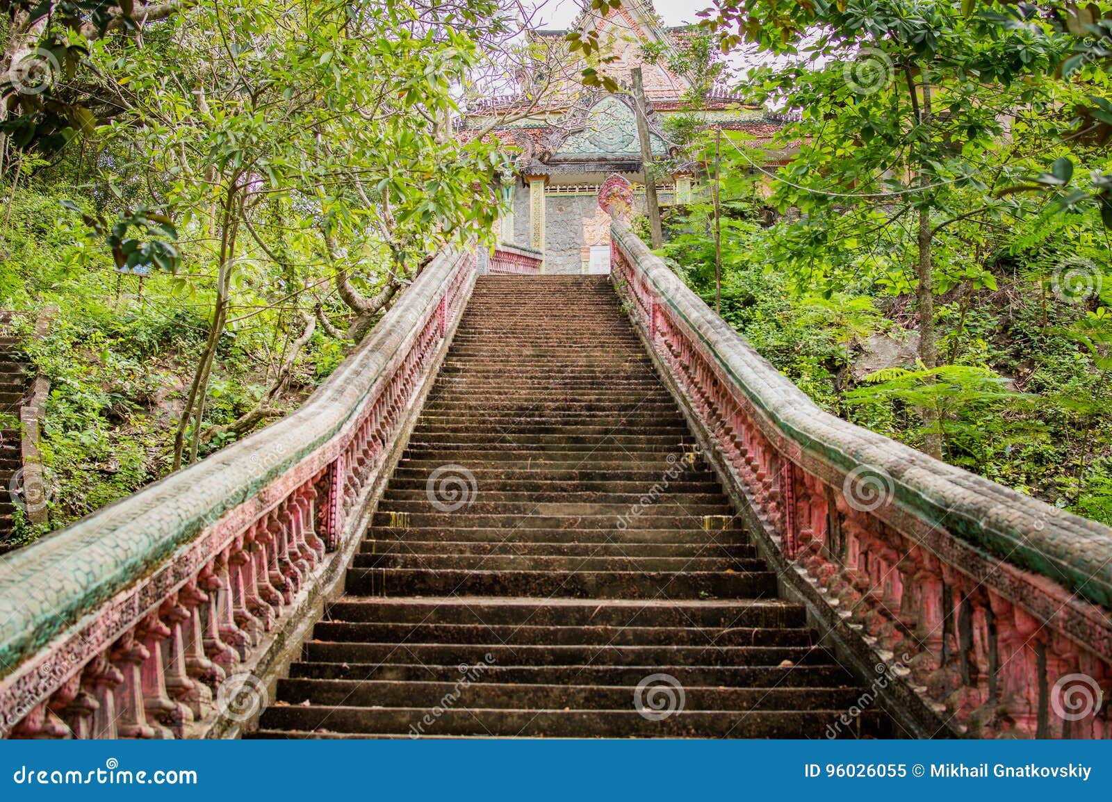 Stairway Going Up To the Buddhist Temple in Jungle Forest Stock Image ...