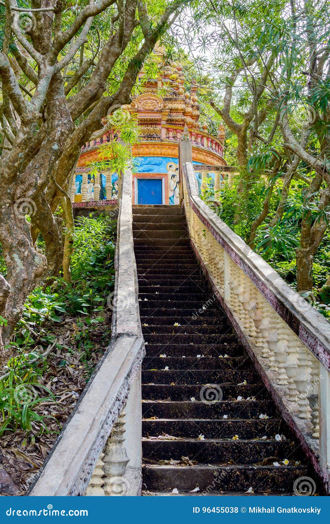 Stairway Going Up To the Buddhist Temple in Jungle Forest Stock Photo ...