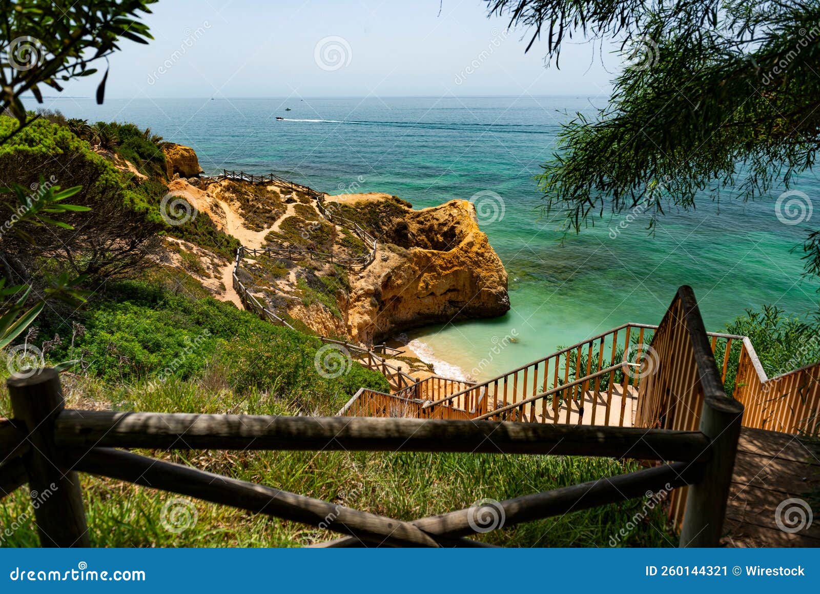 Stairway Leading To a Scenic Beach at Albufeira Surrounded by Cliffs ...