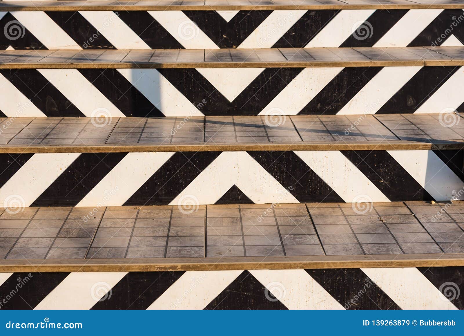 Stairway Pattern with Black and White Stripes Closeup Stock Image ...