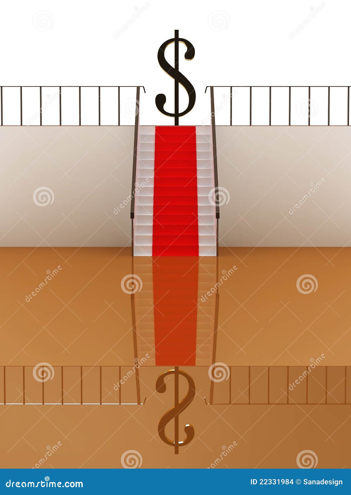 Stairway with Red Carpet To the Money. 3D Image Stock Illustration ...