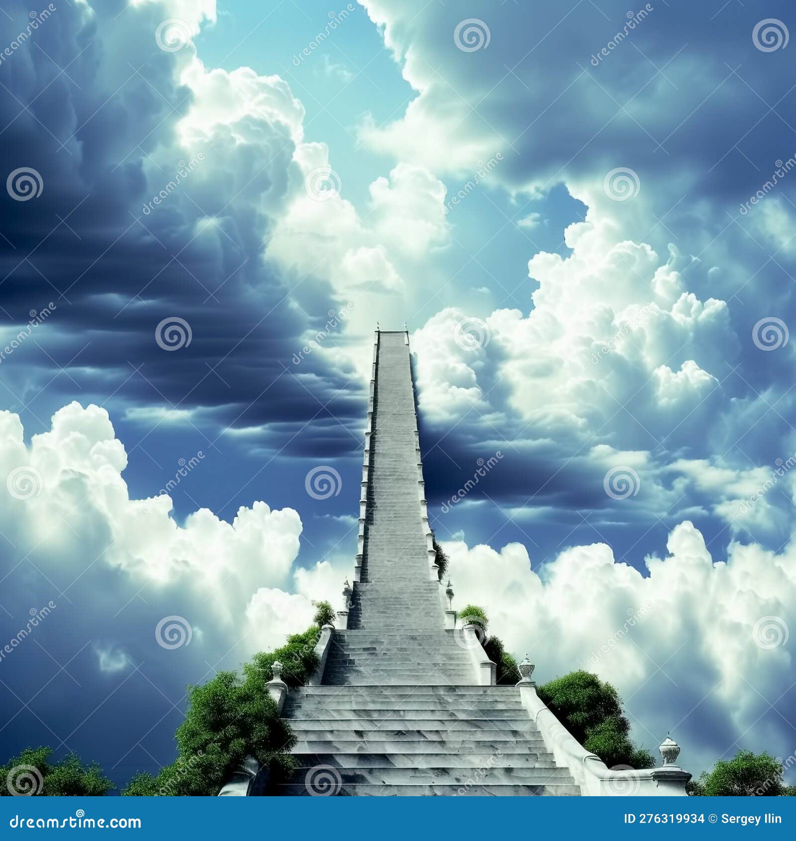 Generative AI: Stairway In The Sky Entering A Storybook In The Clouds ...