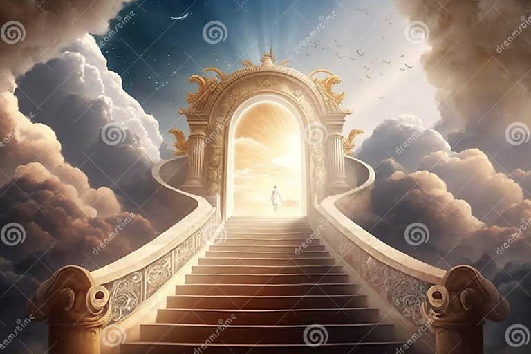 Stairway To Heaven in Glory, Gates of Paradise, Meeting God Stock ... Stairway To Heaven in Glory, Gates of Paradise, Meeting God Stock ...
