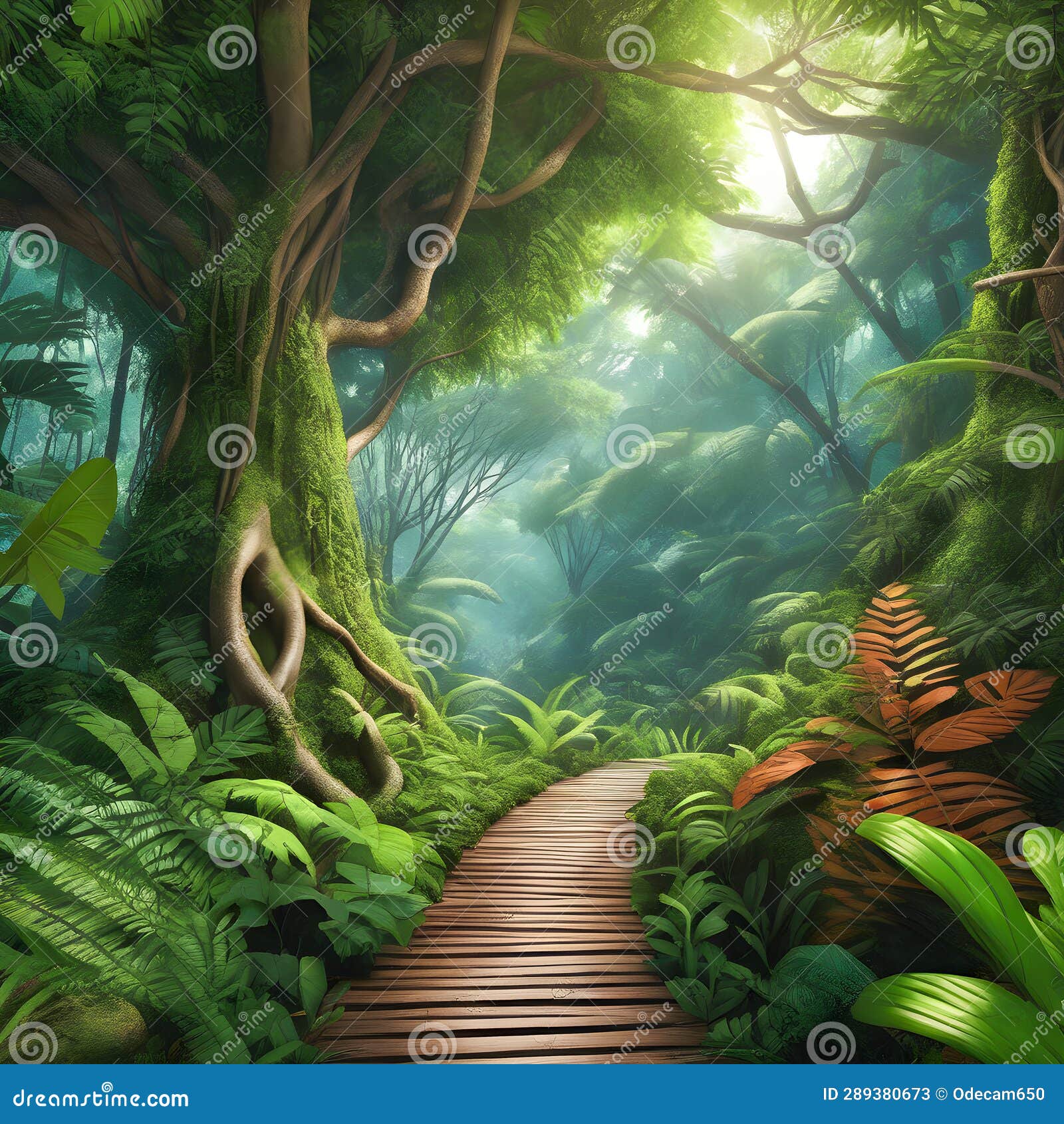 Stairway to the old jungle stock illustration. Illustration of tree ...