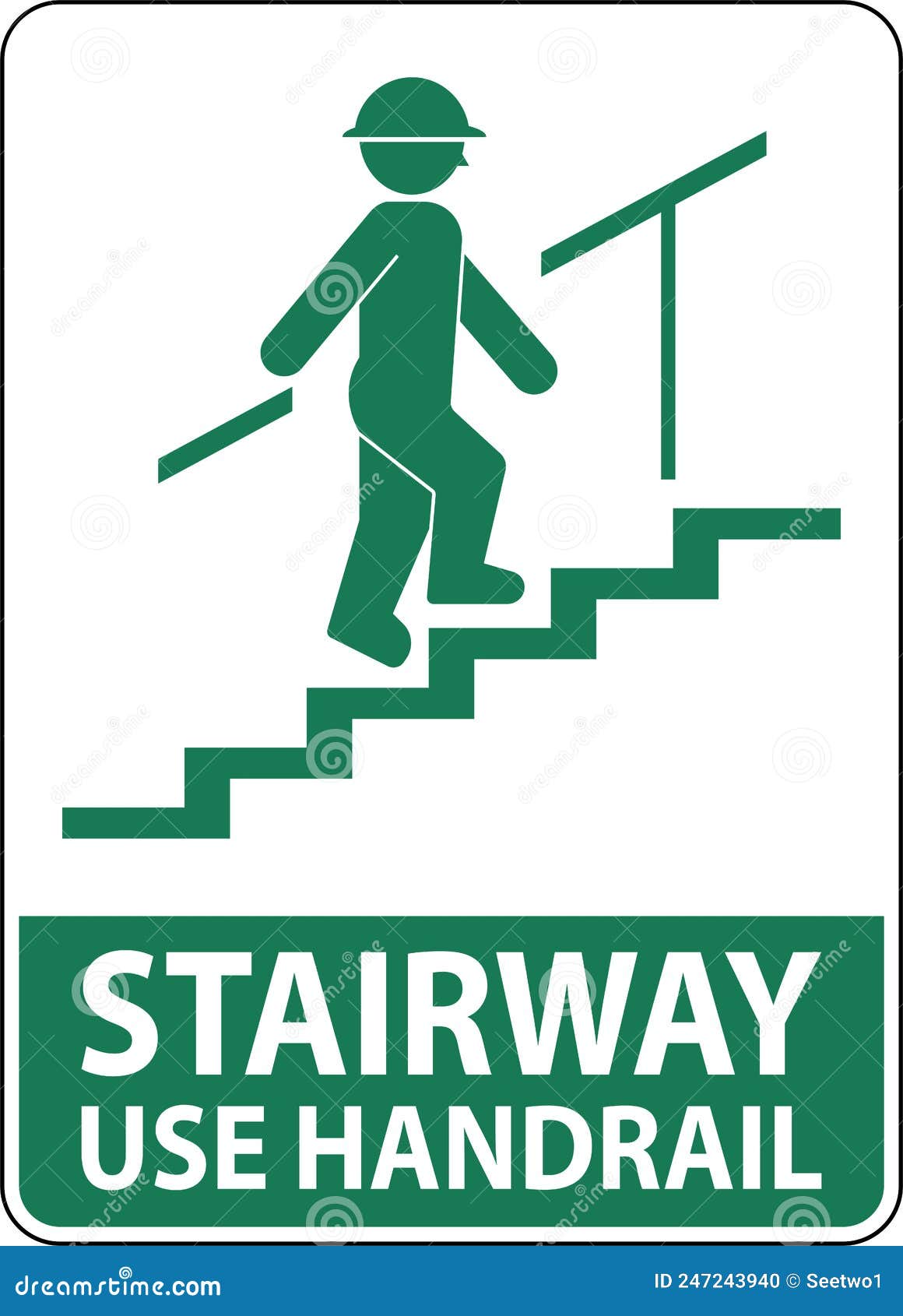 Stairway Use Handrail Sign on White Background Stock Vector ...