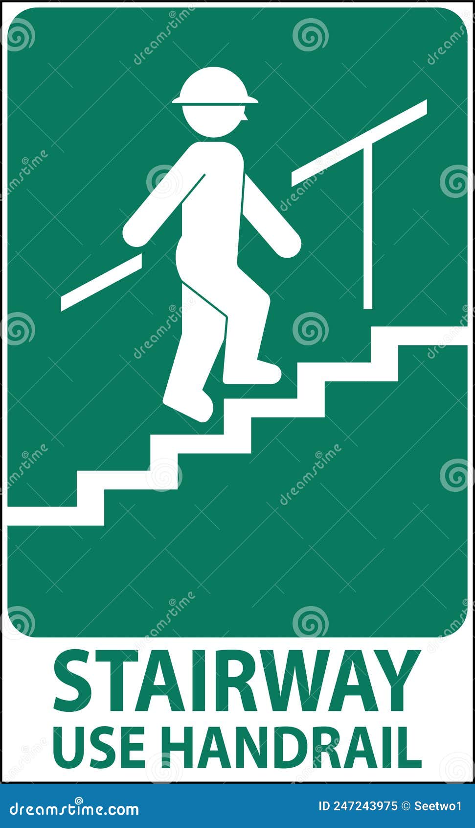 Stairway Use Handrail Sign on White Background Stock Vector ...