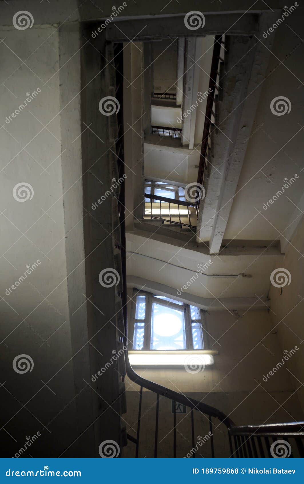 Stairway with Windows in an Old Soviet Building Stock Photo - Image of ...