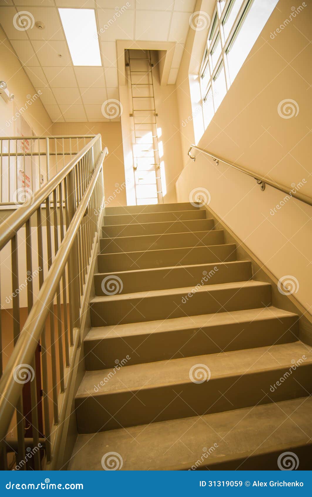 Stairwell and Emergency Exit in Building Stock Image - Image of outdoor ...