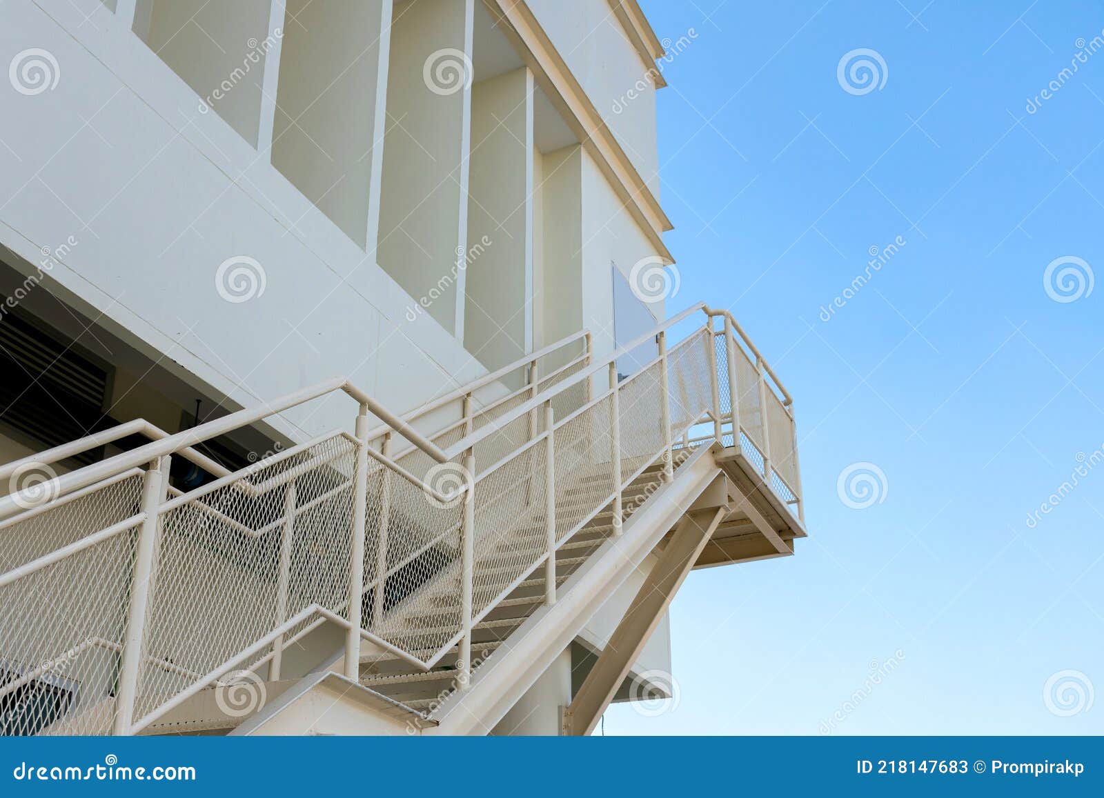 Stairwell for Emergency or Fire Exit Outside the Building Stock Image ...
