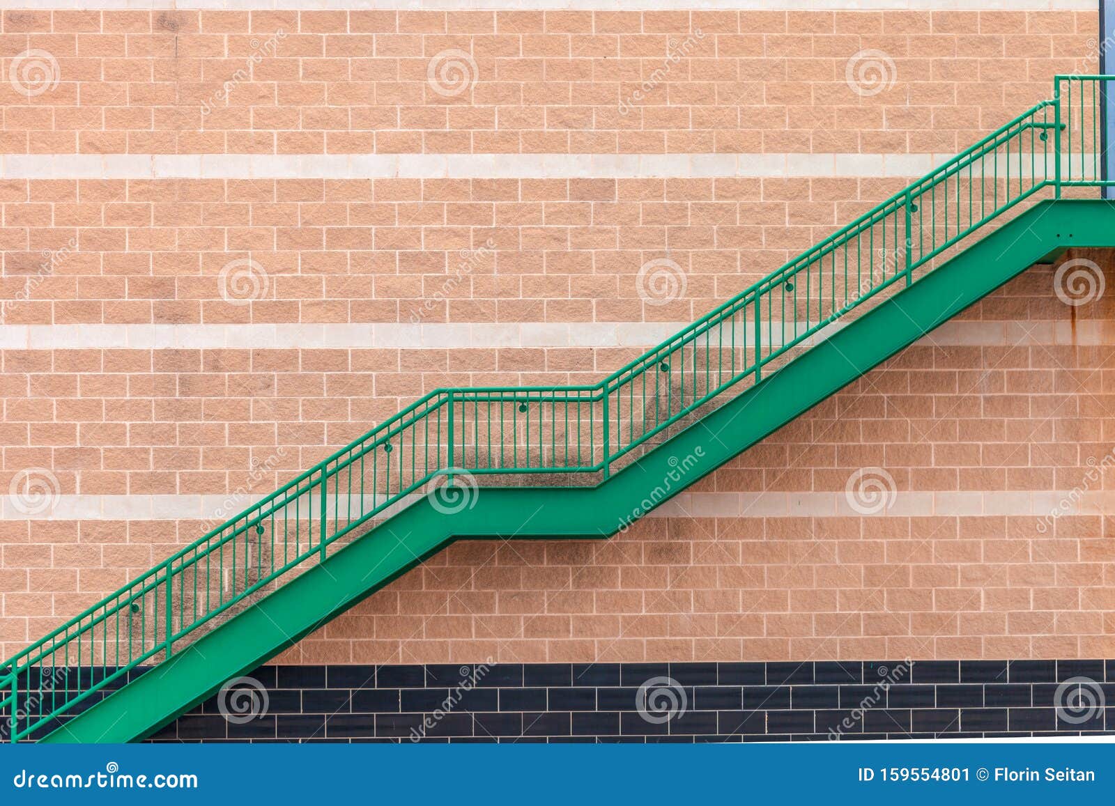 Stairwell Fire or Emergency Exit on Wall of Building, Abstract ...