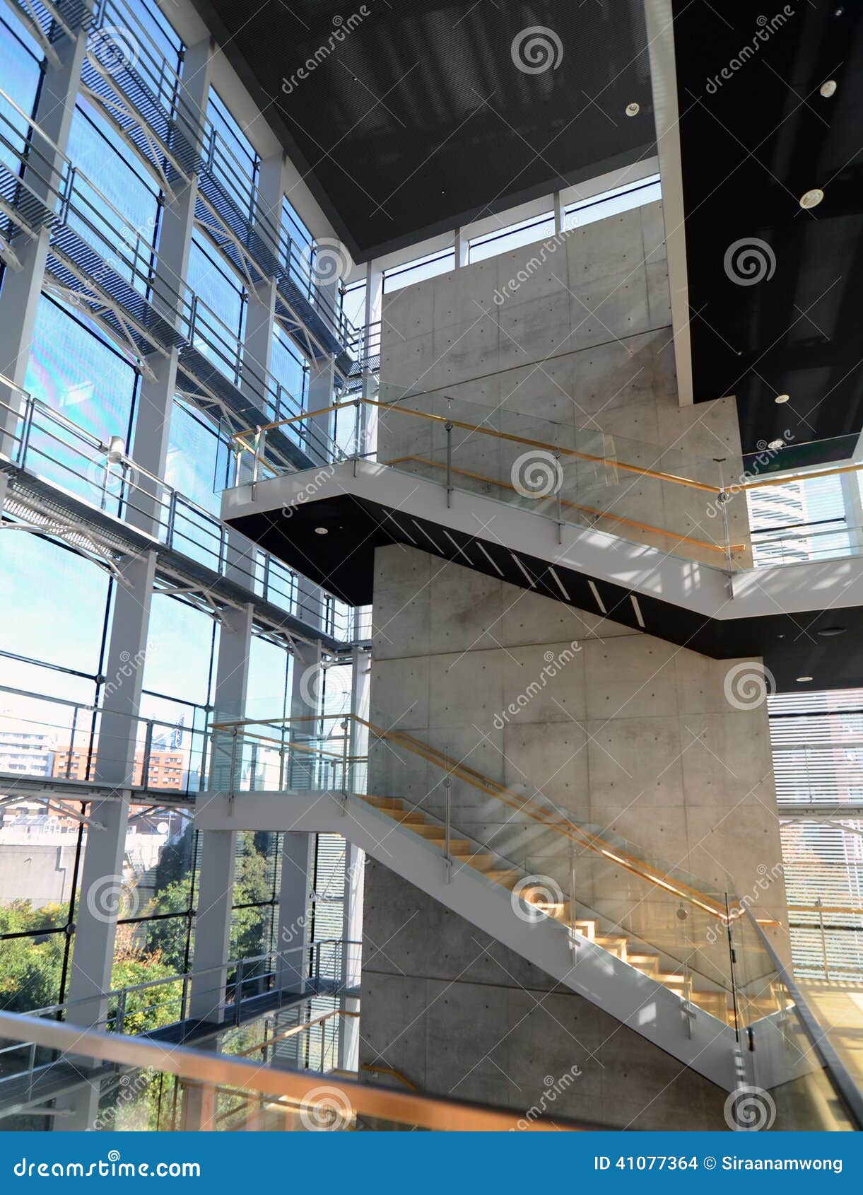 Stairwell in a Modern Building Stock Photo - Image of gray ...
