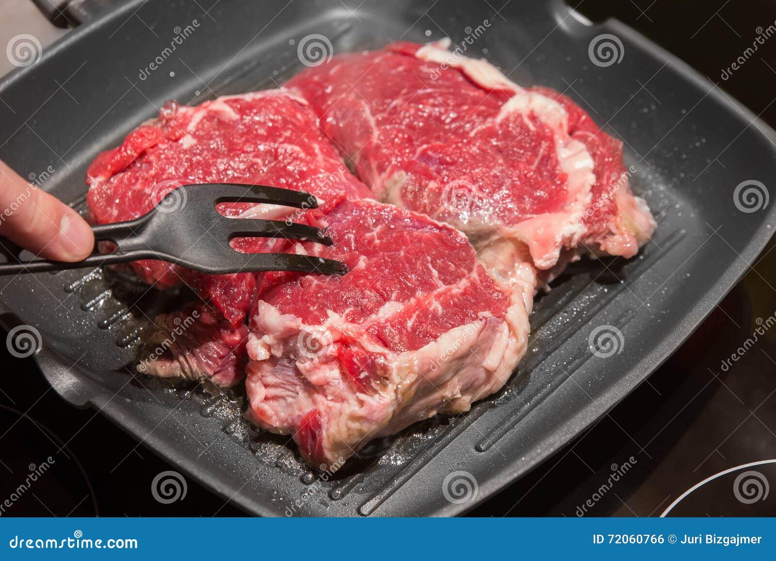 Stake from Beef on Frying Pan Stock Photo - Image of objects, food ...