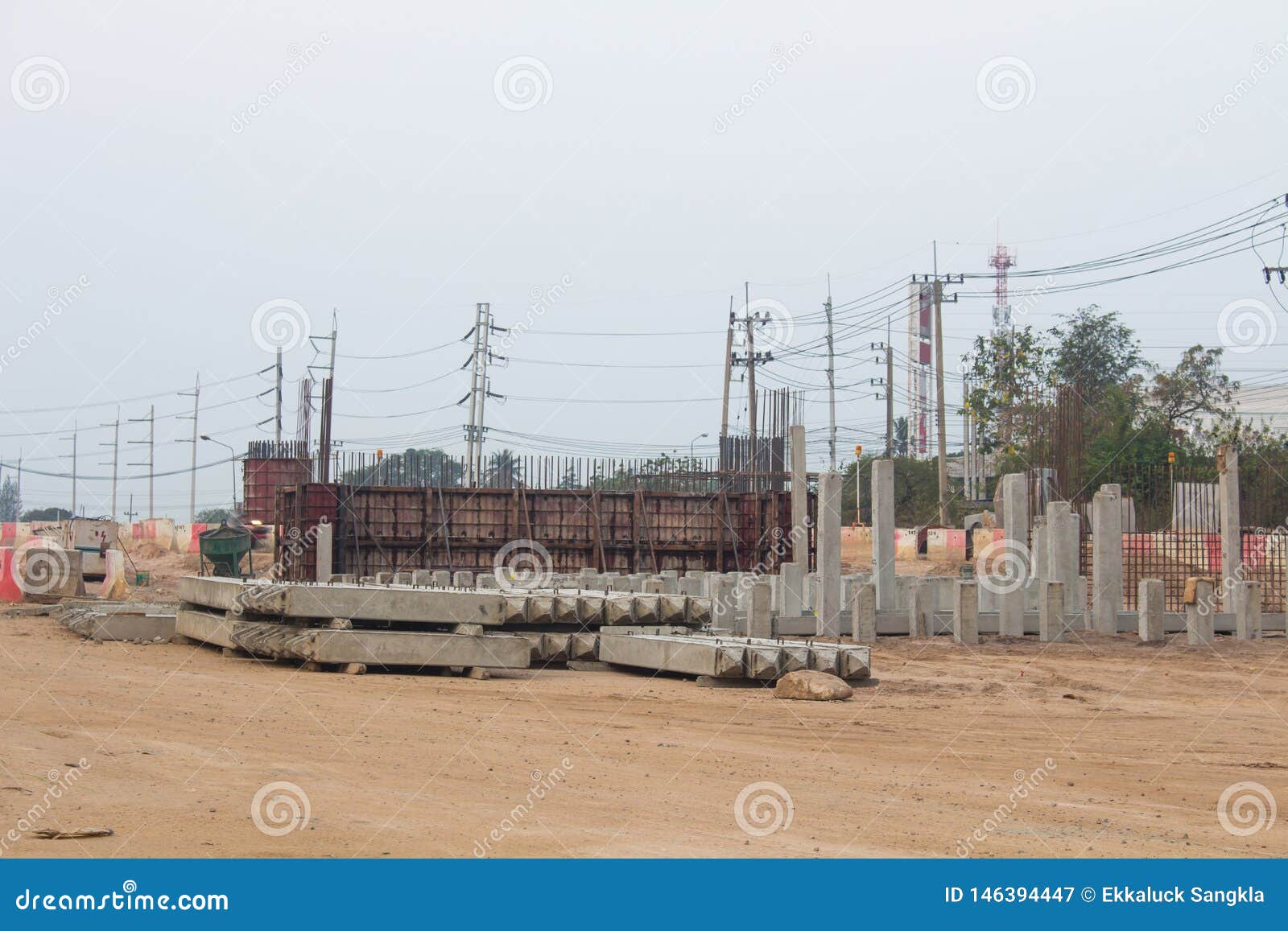 The Stake of Cross Bridge Construction for Transportation Support Stock ...