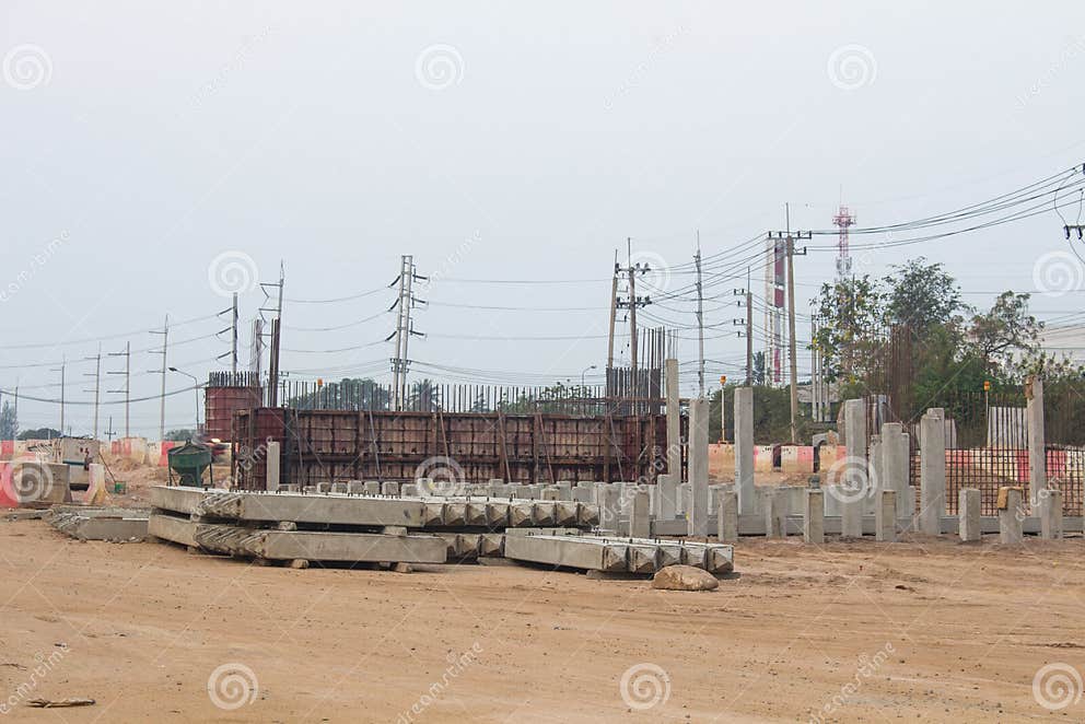 The Stake of Cross Bridge Construction for Transportation Support Stock ...
