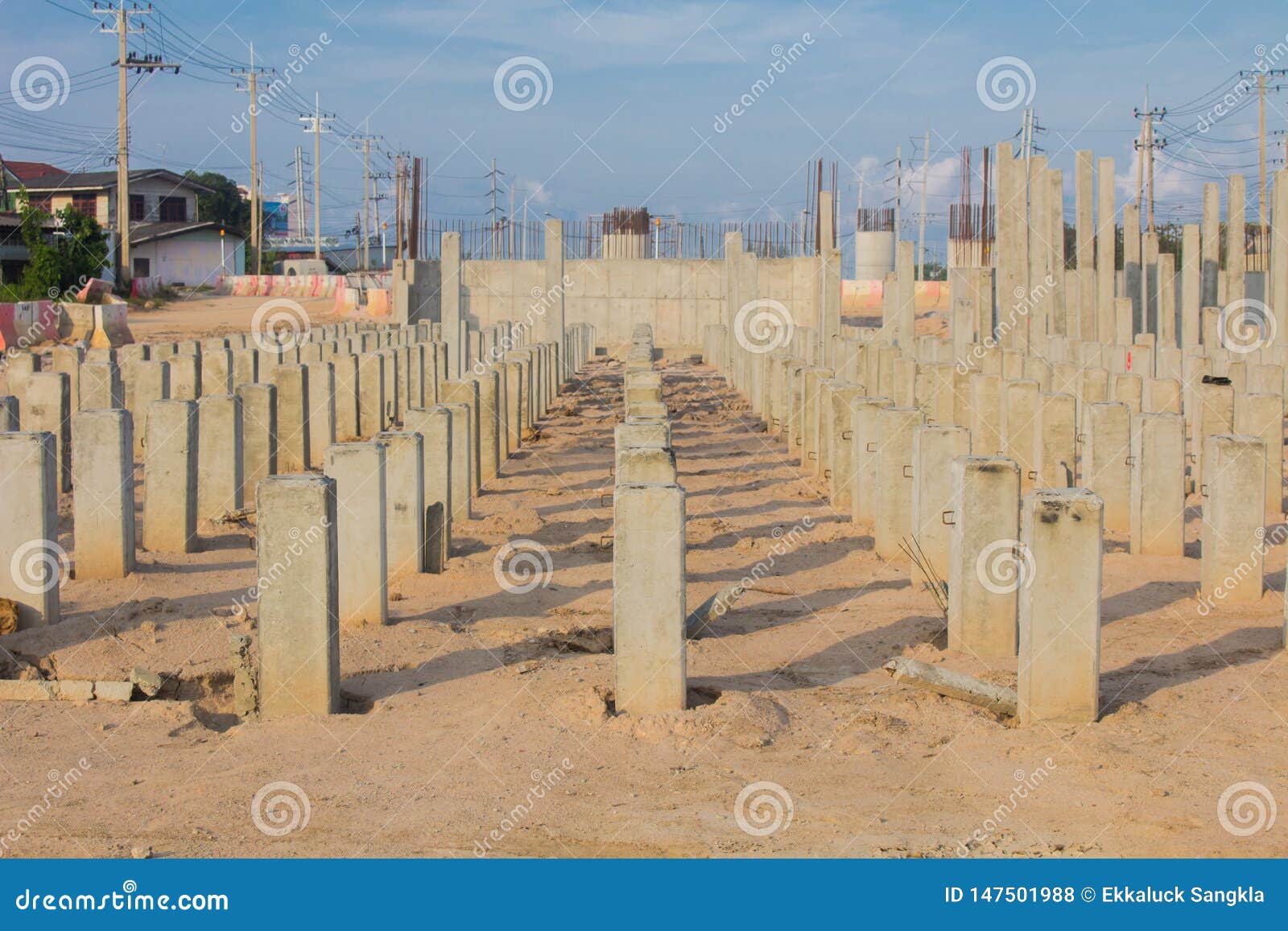 The Stake of Cross Bridge Construction for Transportation Support Stock ...