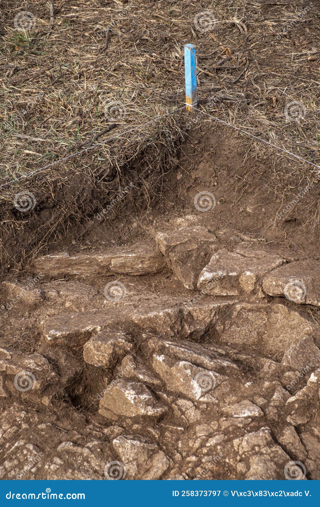 Stake on the Edge of an Archaeological Dig, Archeology Concept Stock ...