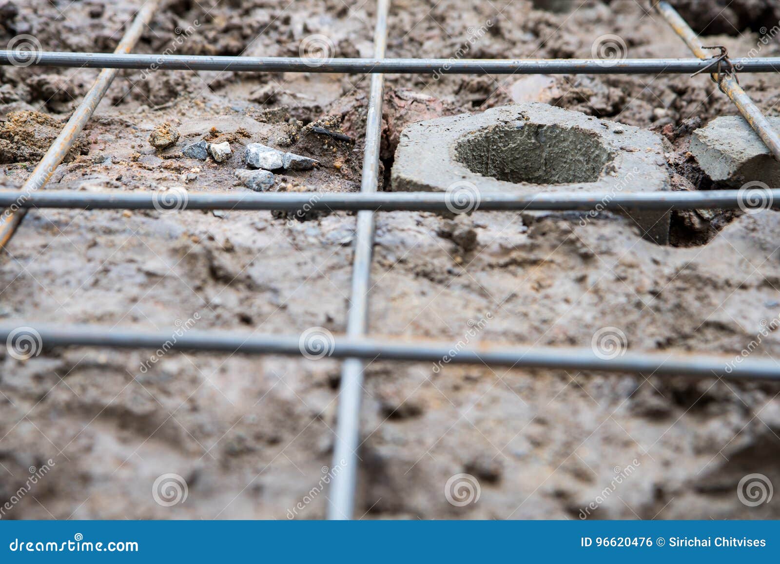 Stake in the Hole on the Ground with Steel Structure Stock Photo ...