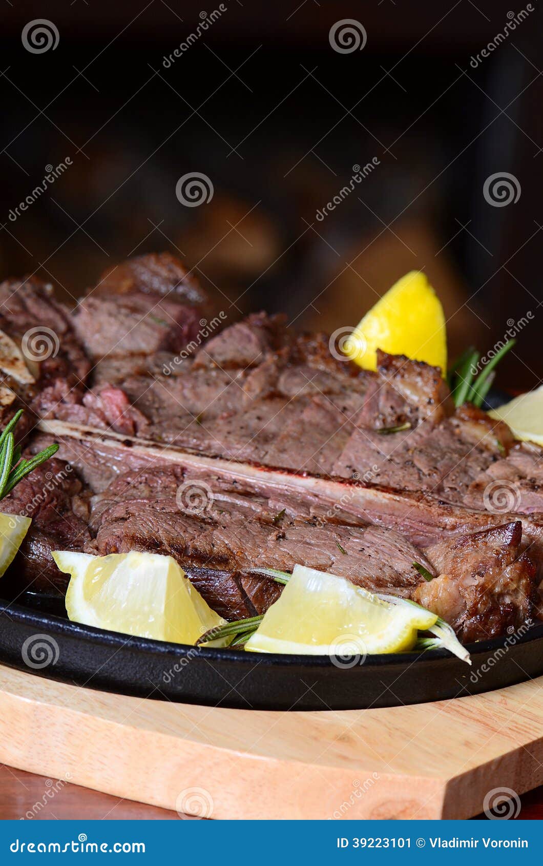 Stake from Mutton with a Lemon Stock Image - Image of roast, close ...